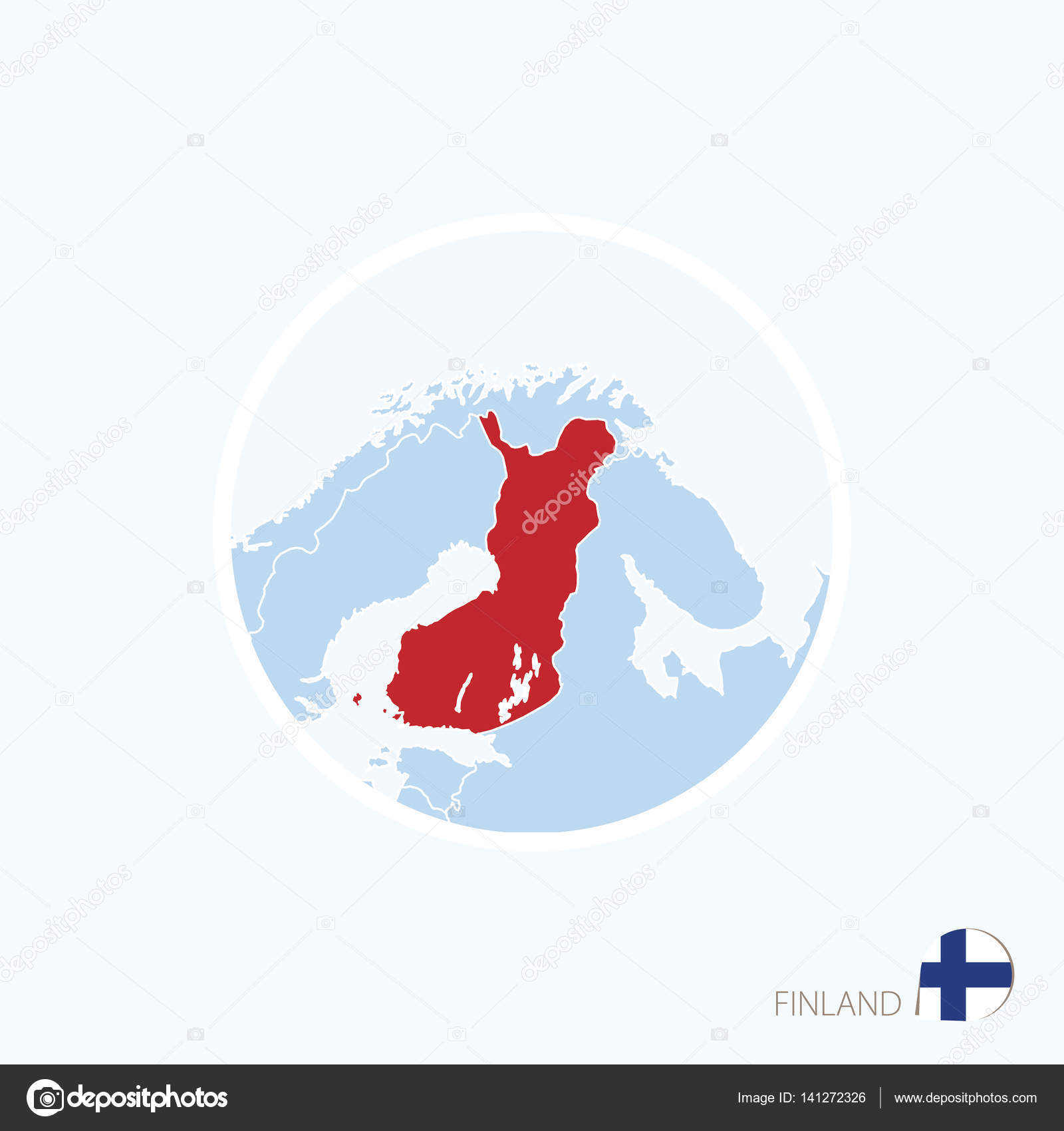 Map icon of Finland. Blue map of Europe with highlighted Finland Stock ...