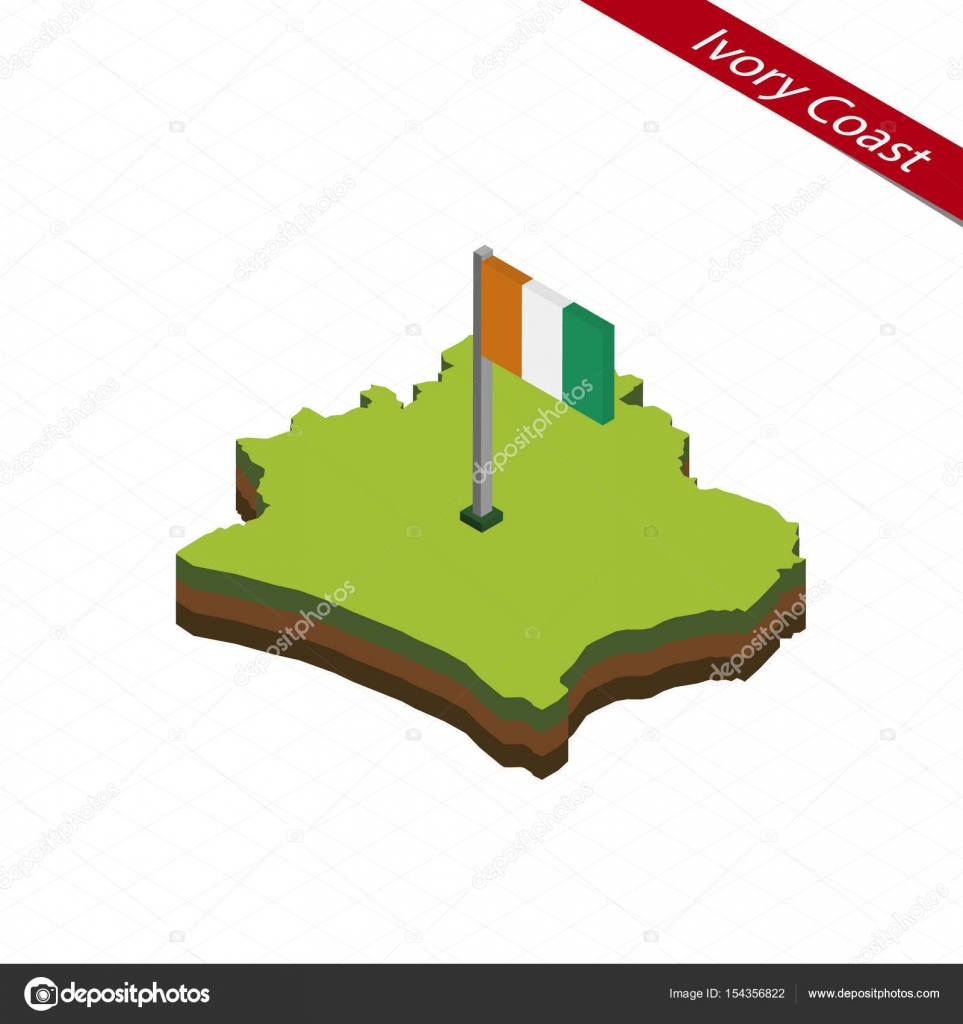 Ivory Coast Isometric Map And Flag Vector Illustration Stock Vector