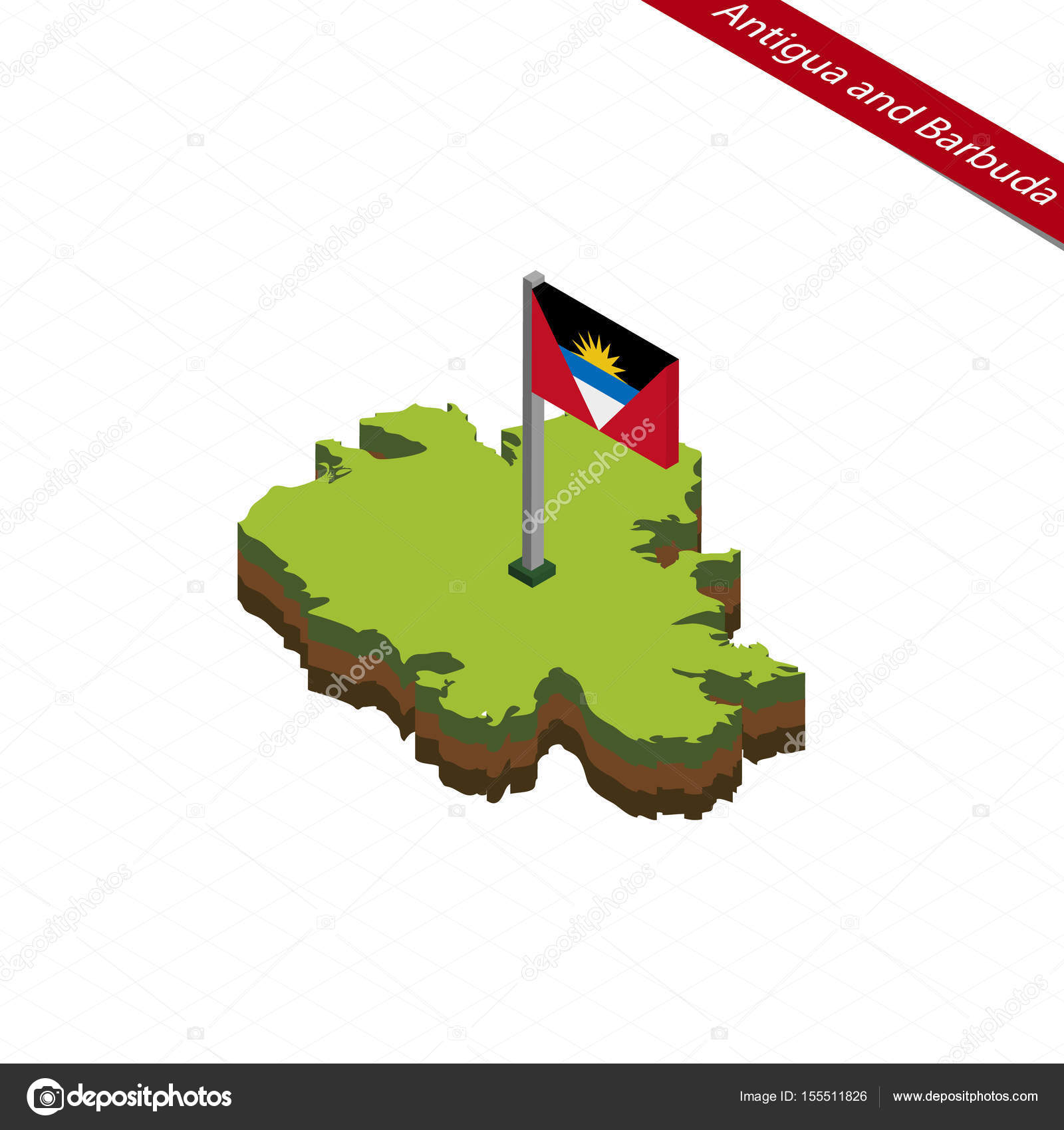 Antigua and Barbuda Isometric map and flag. Vector Illustration. Stock ...
