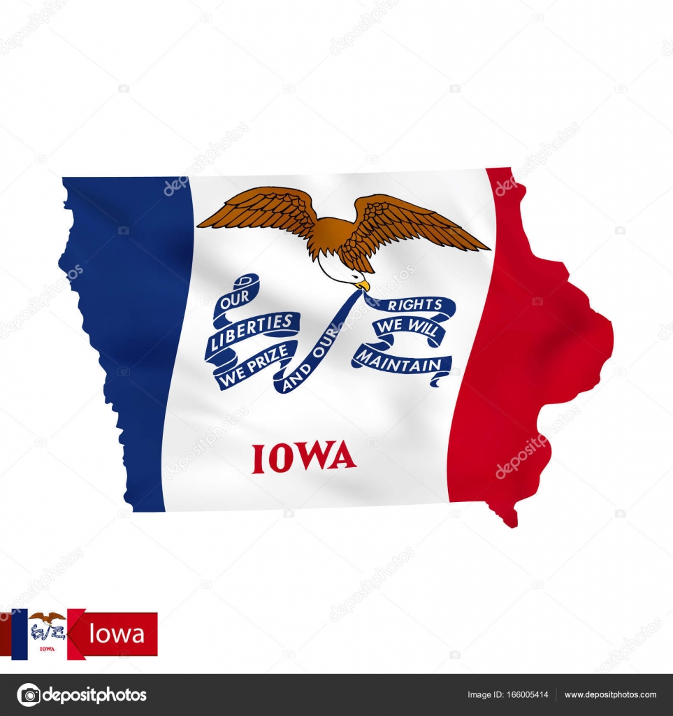 Iowa state map with waving flag of US State. Stock Vector by ©boldg ...