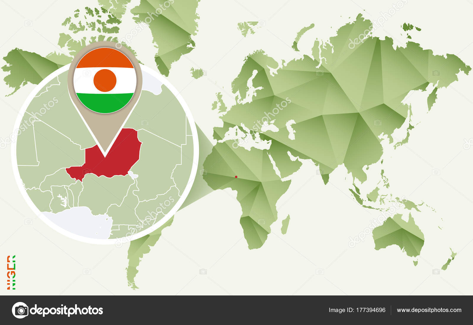 Infográfico para Níger, mapa detalhado de Níger com bandeira . imagem ...
