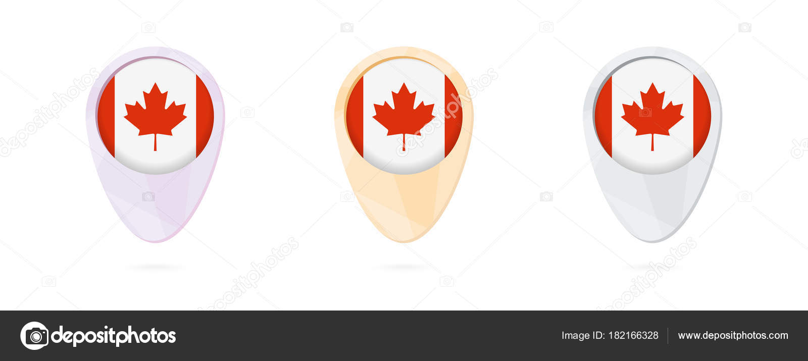 Map markers with flag of Canada, 3 color versions. Stock Vector Image ...