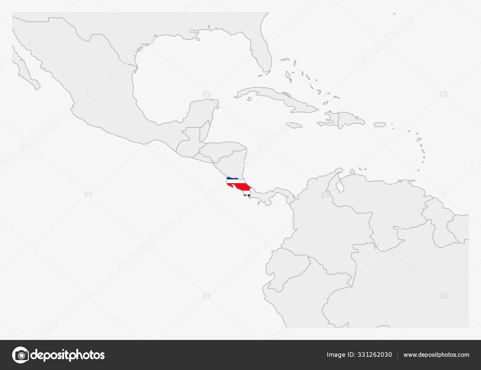 Costa Rica mapa destaque em Costa Rica bandeira cores Vetor de ©boldg ...