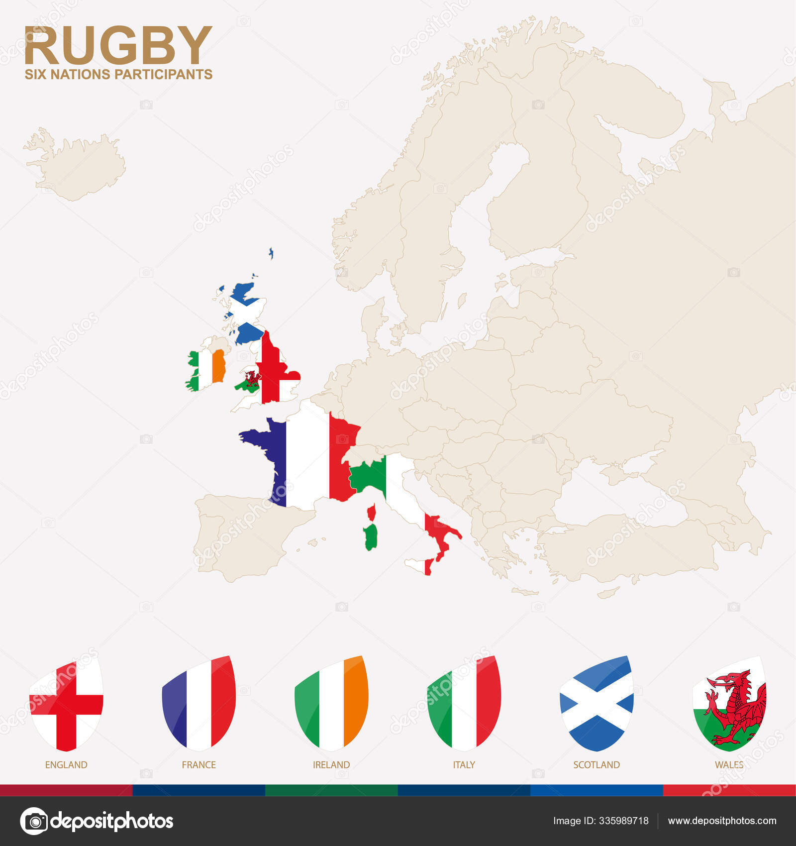 Europe Map with highlighted Rugby Championship participants Stock ...