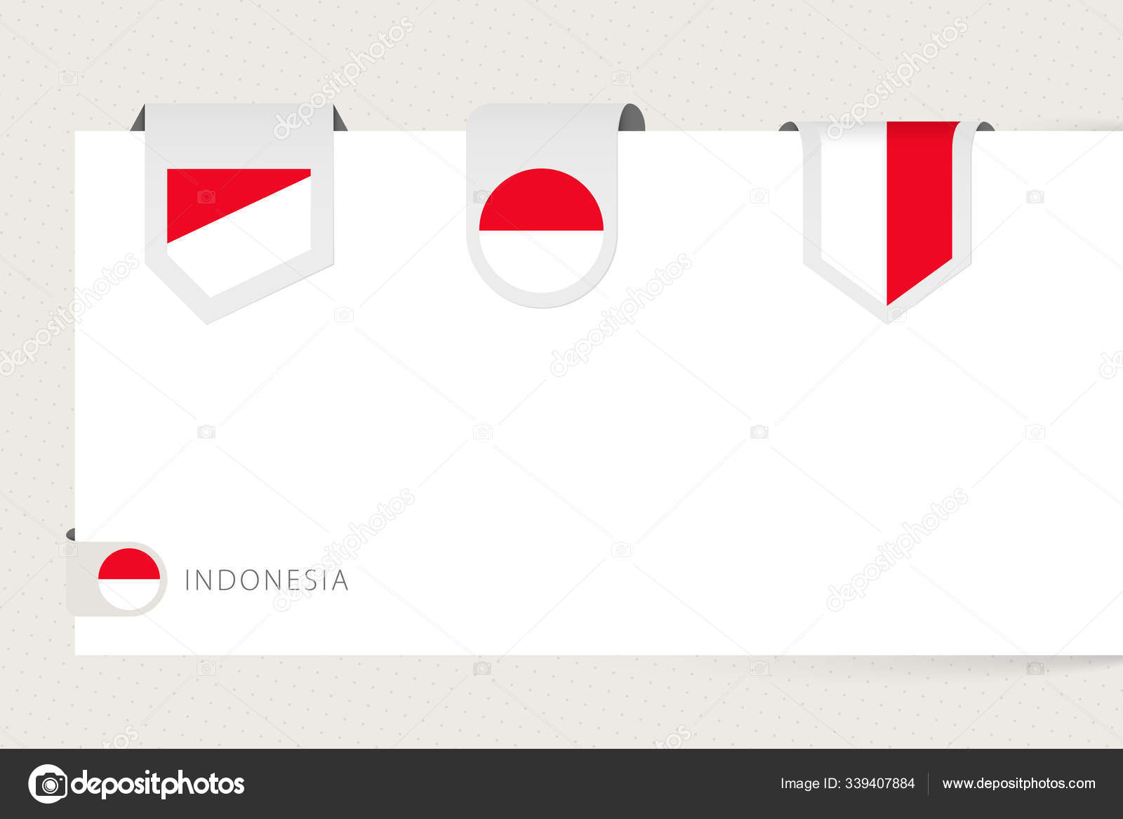 Koleksi bendera Indonesia dengan bentuk yang berbeda. Templat bendera ...