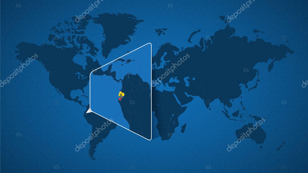Mappa Dettagliata Del Mondo Con Mappa Ingrandita Appuntata Dell'ecuador ...