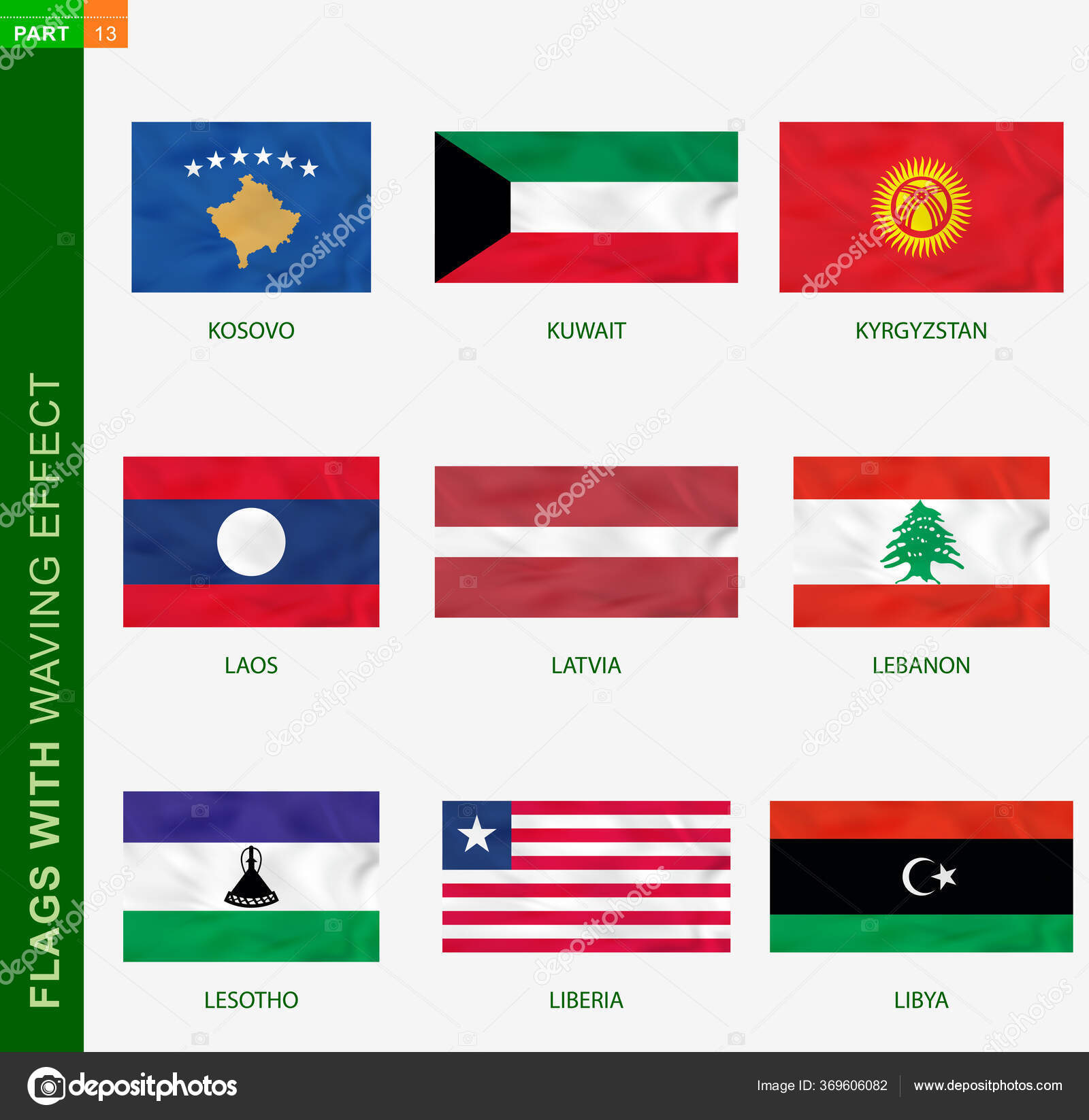 Set Flag Waving Effect National Flag Texture Vector Flag Kosovo Stock ...