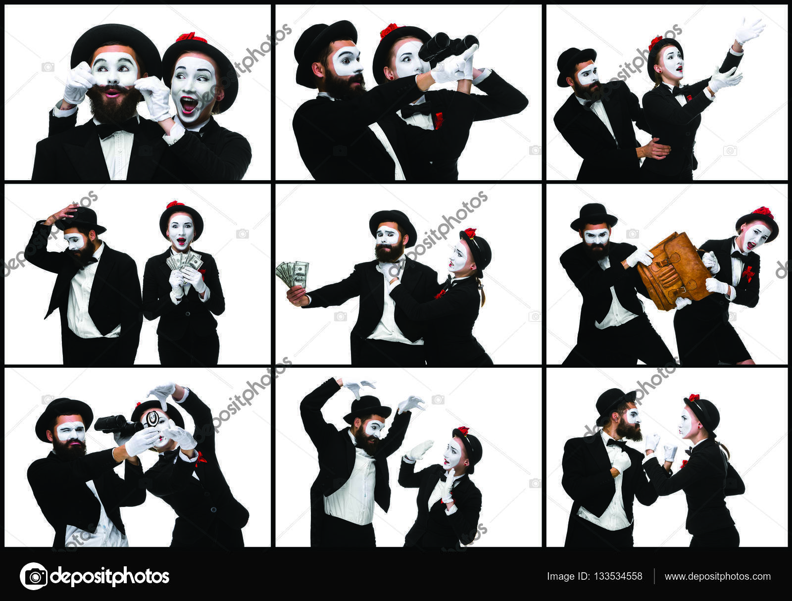 Two memes as business man and woman on white background Stock Photo by ...