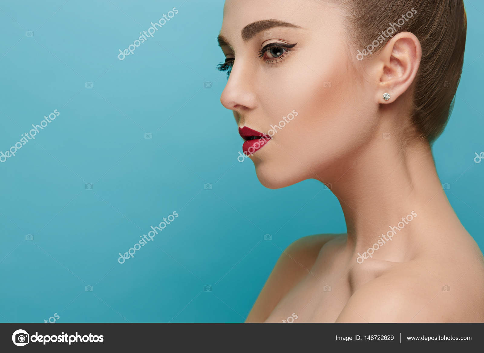 Bellissima faccia da donna. Trucco perfetto. Moda bellezza - Foto Stock ...