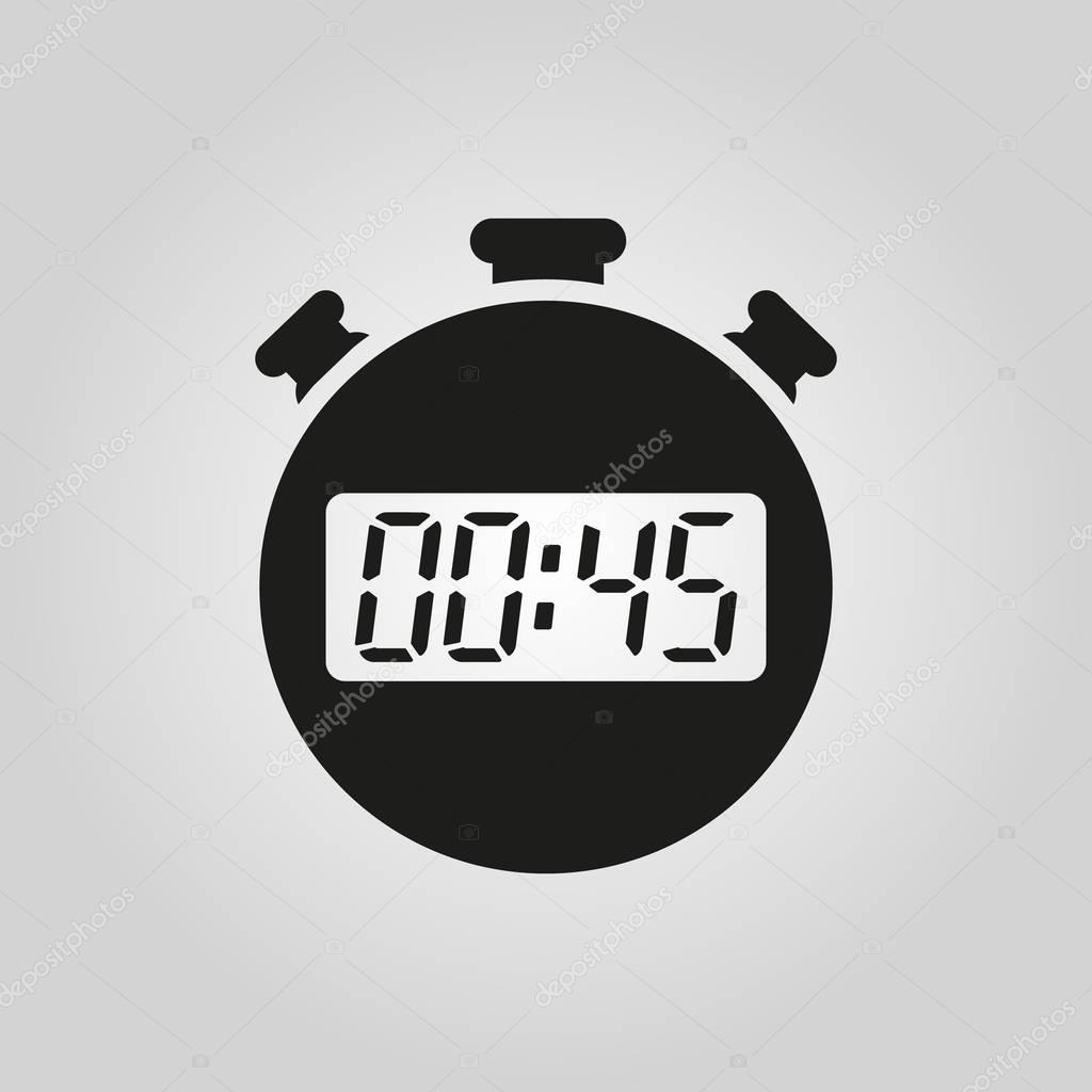The 45 seconds, minutes stopwatch icon. Clock and watch, timer ...