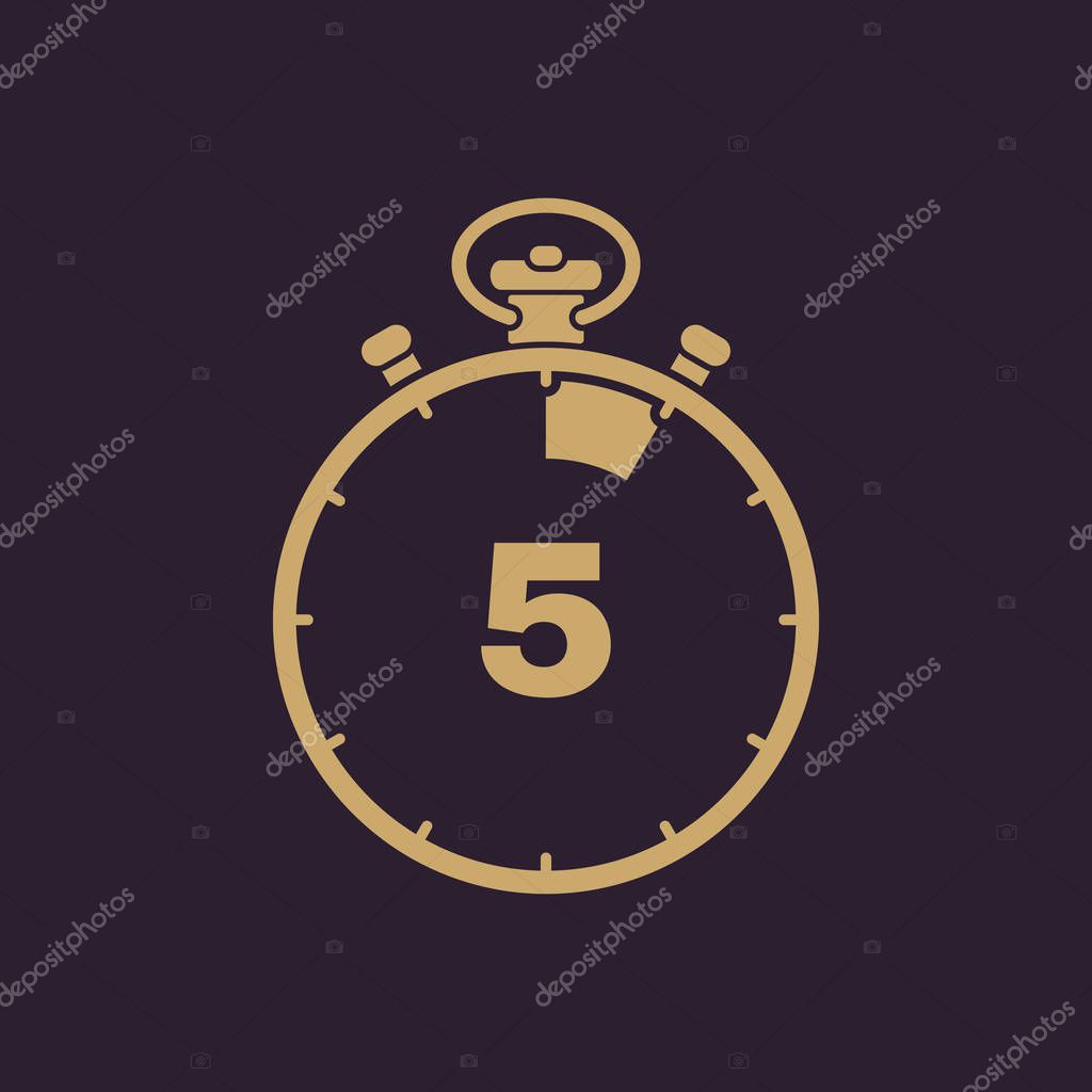 The 5 seconds, minutes stopwatch icon. Clock and watch, timer ...