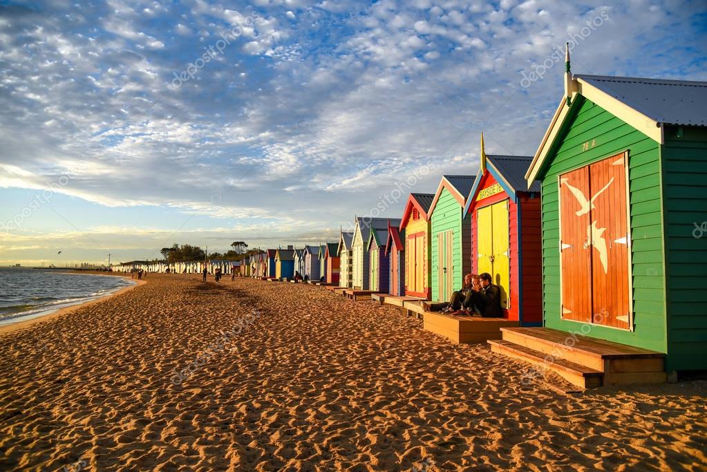 Bathing boxes at Brighton Beach, Melbourne – Stock Editorial Photo ...
