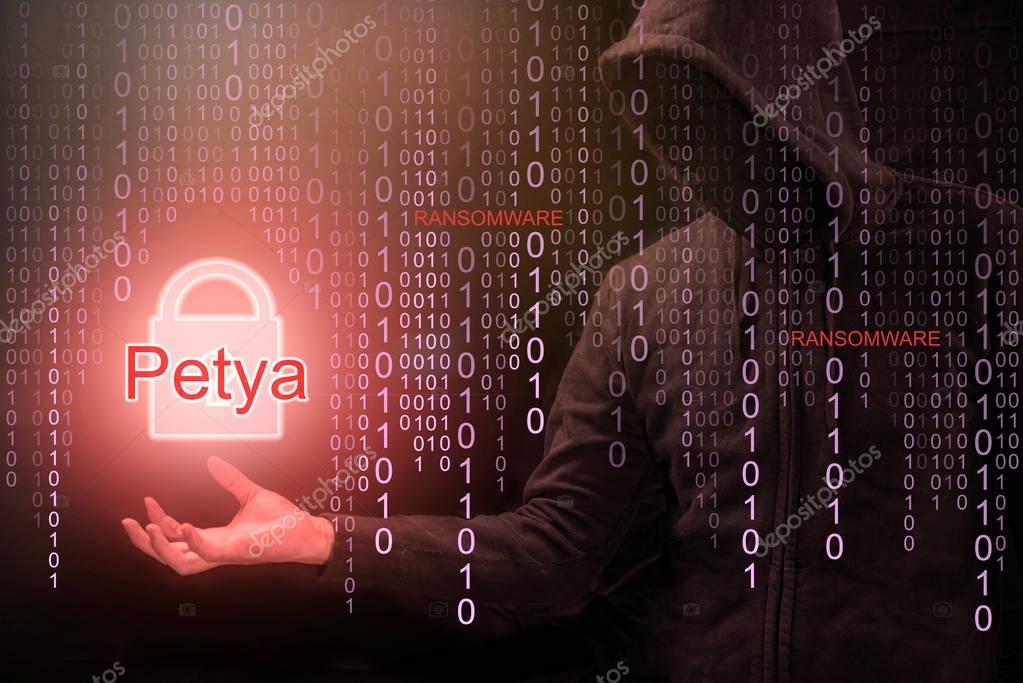 Hacker usando ransomware Petya para ataque cibernético 2023