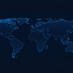 Light blue world map on dark blue background, Elements of this image ...