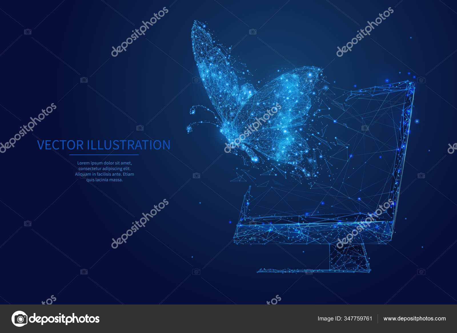 Monitor LP BL and butterfly on screen Stock Vector by ©Tohey22 347759761