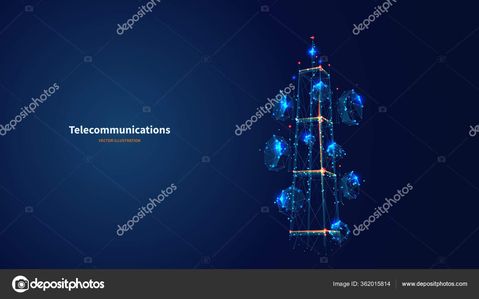 Blue abstract 3d isolated telecommunication tower Stock Vector Image by ...