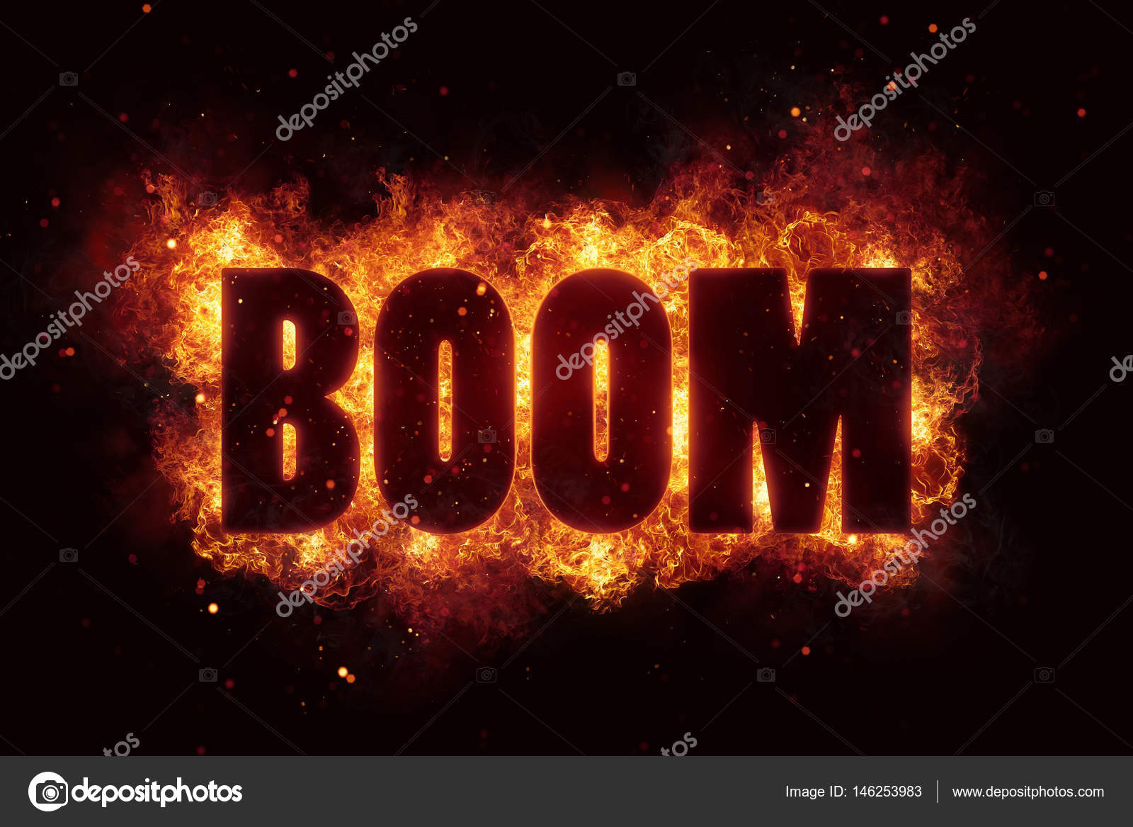 Boom explosion text fire flames hot — Stock Photo © artefacti #146253983