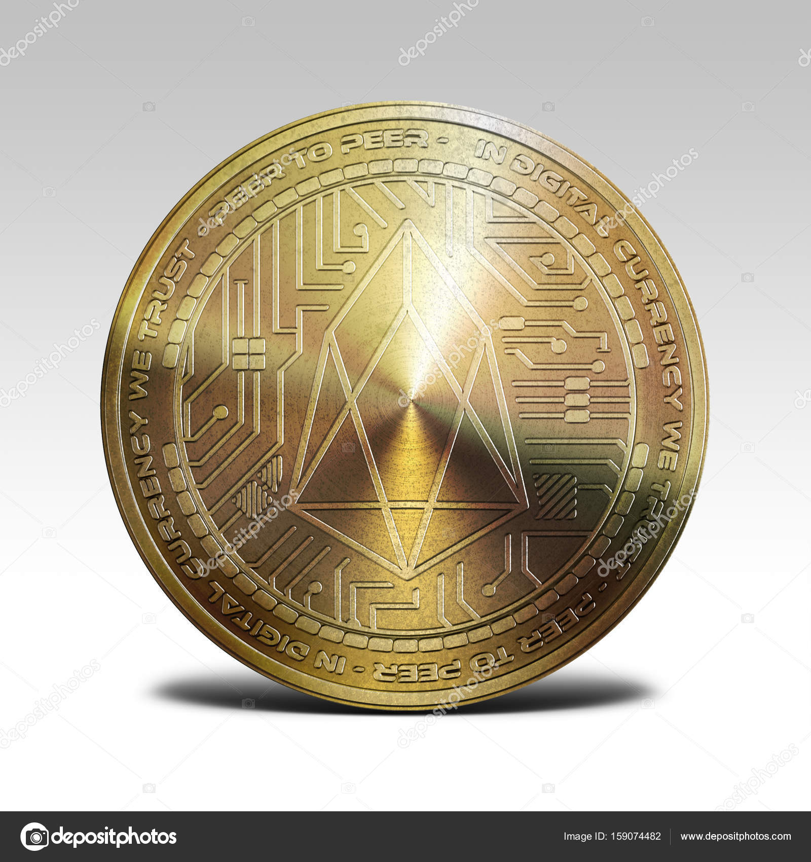 Golden EOS coin isolated on white background 3d rendering Stock Photo ...