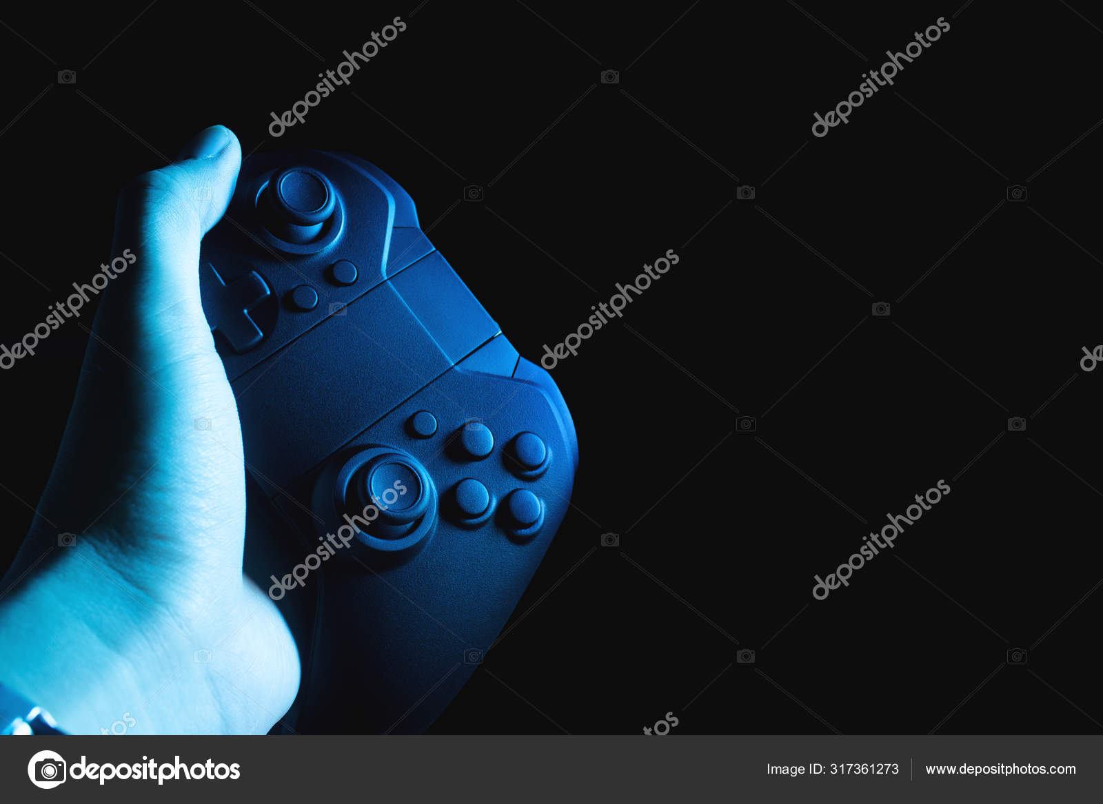 Gamer Boy Hand Holding Joystick Controller Electronic Playing Game ...