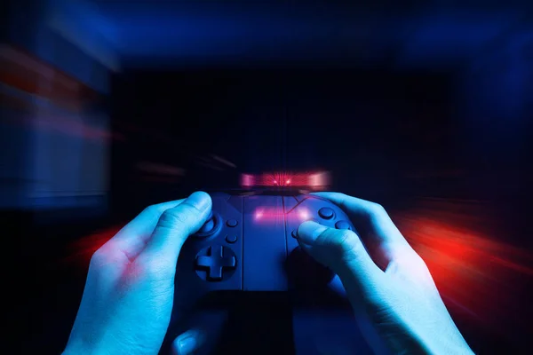 Gamer Boy Hand Holding Joystick Controller Electronic Playing Game ...