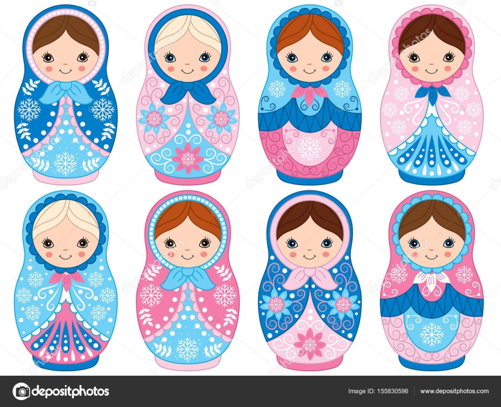 Vector Russian Traditional Matryoshka set. Vector Russian Nesting Dolls ...