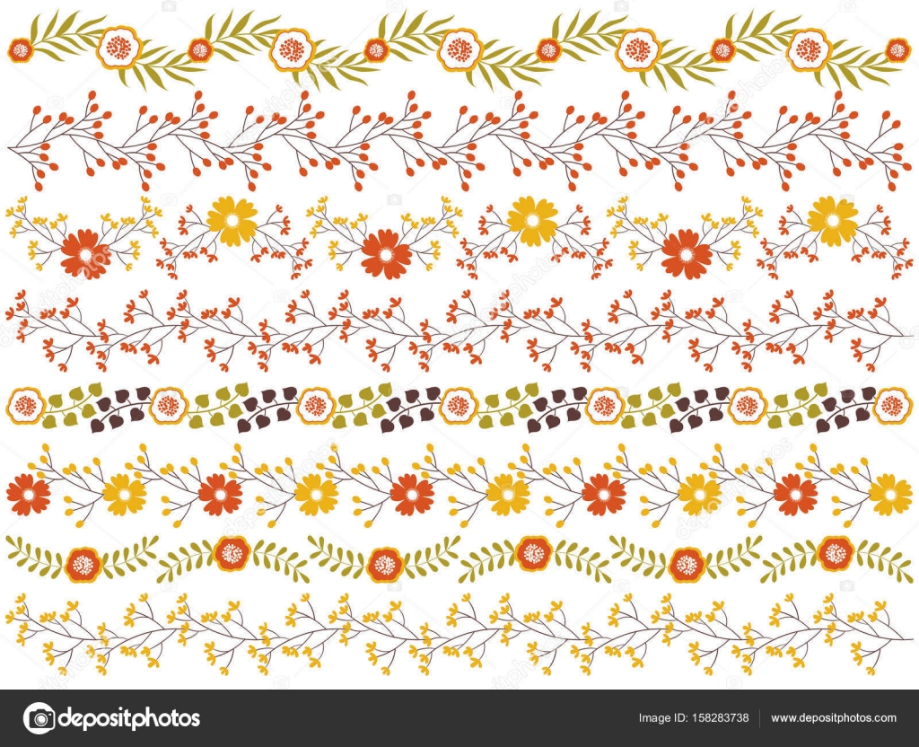 Vector Floral Border Set. Vector Floral Autumn Borders. — Stock Vector ... Vector Floral Border Set. Vector Floral Autumn Borders. — Stock Vector ...