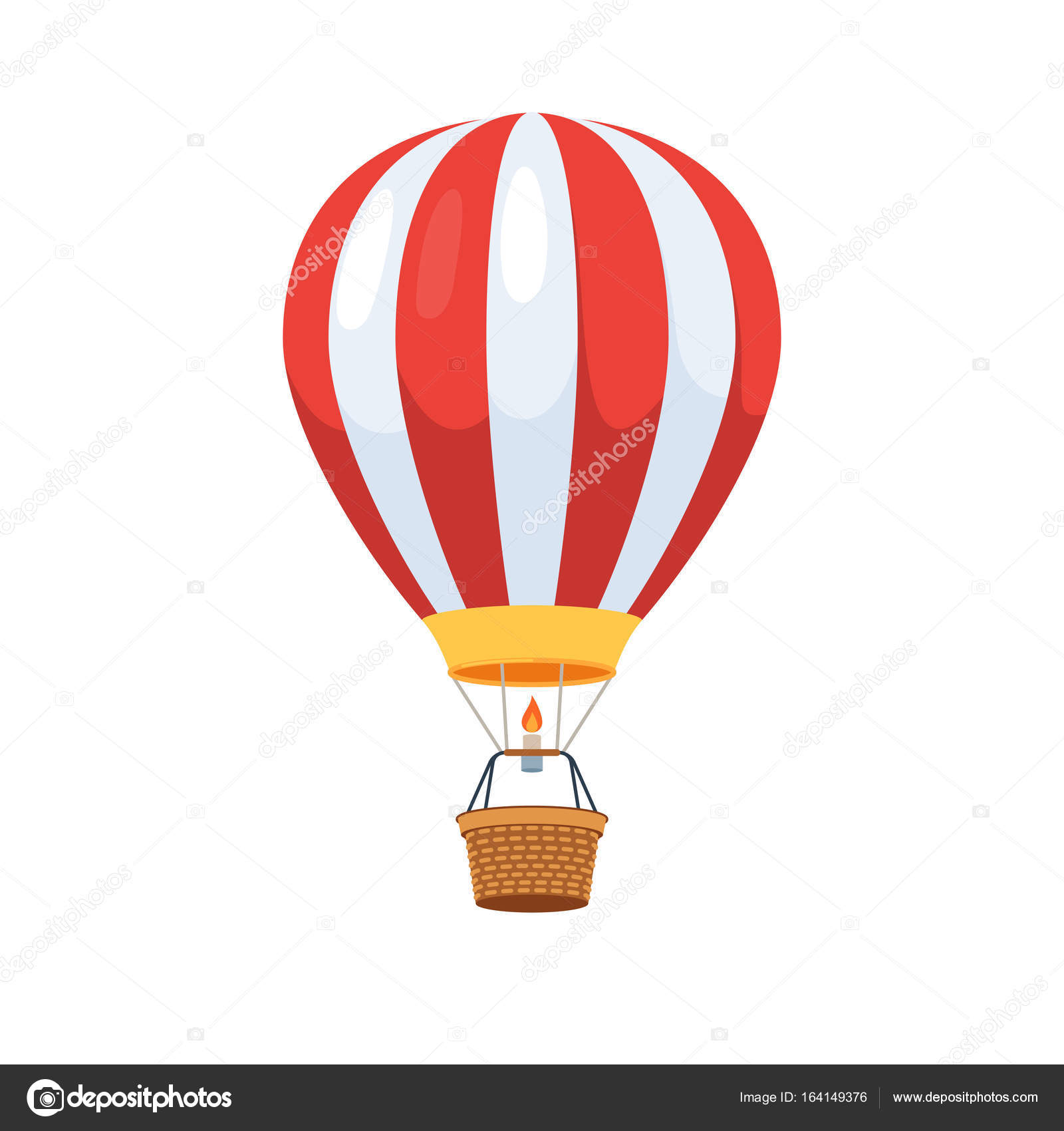 Globo Aire Caliente Rojo Con Rayas Blancas Ilustración Vectorial Diseño Vector de stock por ...