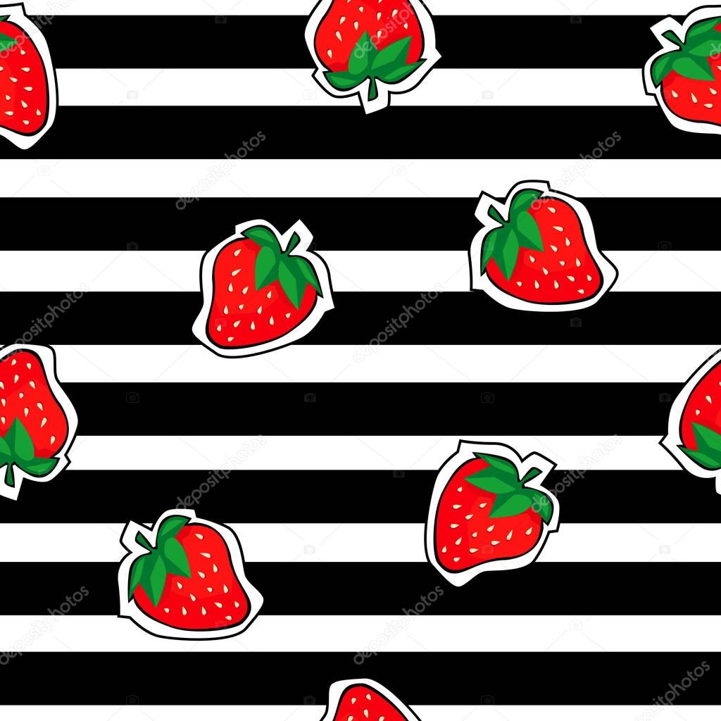 Strawberries on a striped pattern Stock Vector Image by ©AlsouSh #128935908