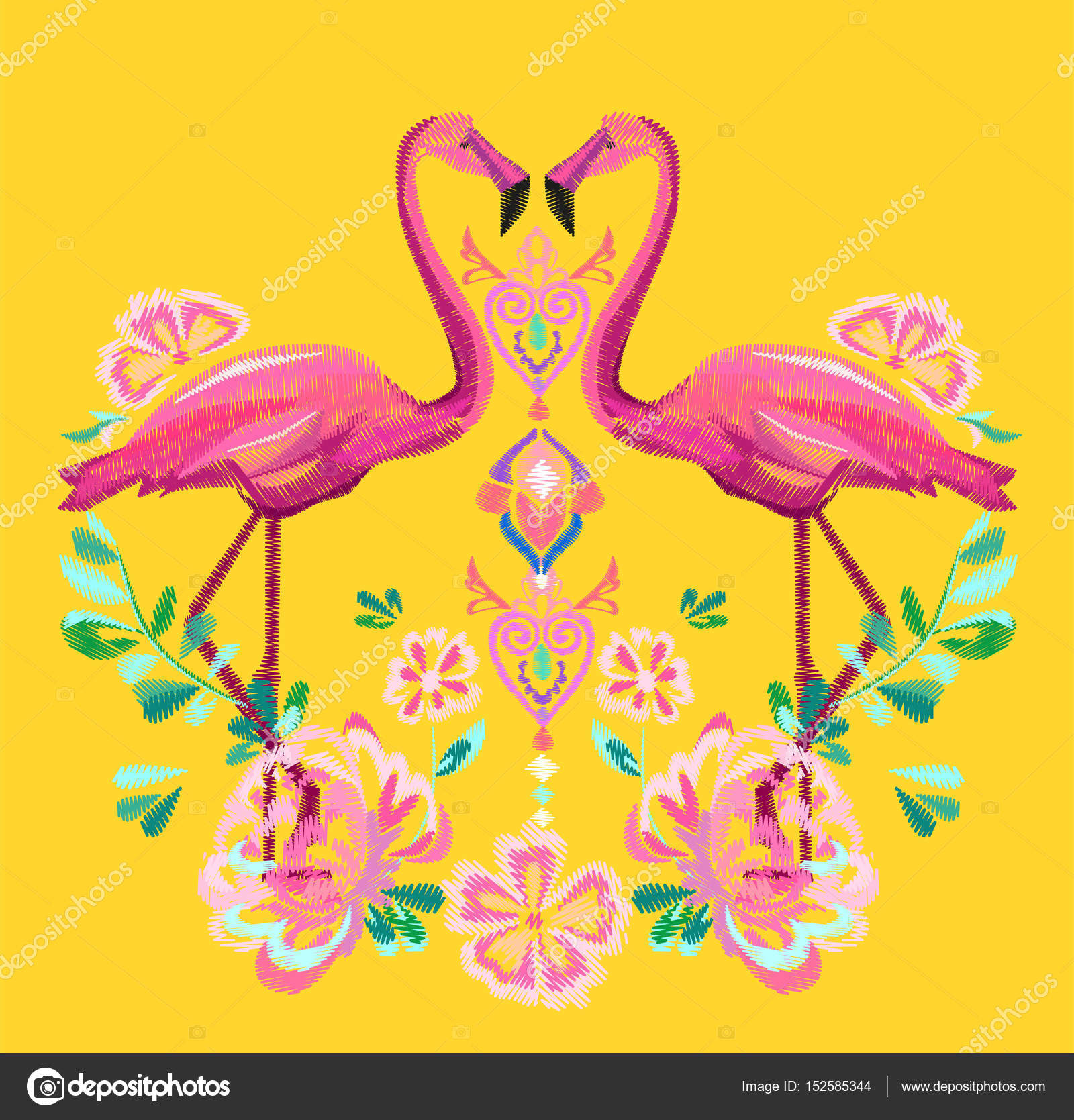 Beautiful embroidery tropical theme — Stock Vector © AlsouSh #152585344