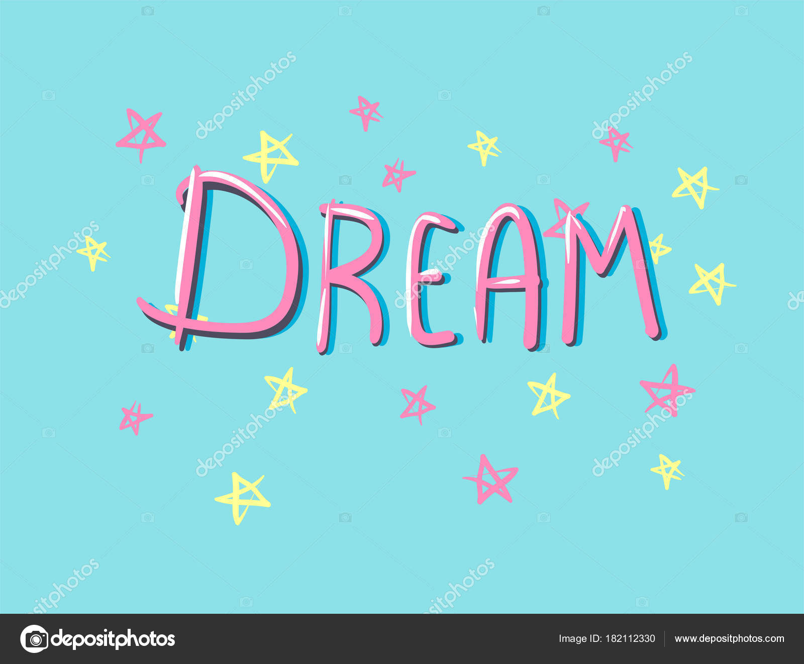 Hand Drawn Lettering Dream Positive Postcard — Stock Vector © AlsouSh ...
