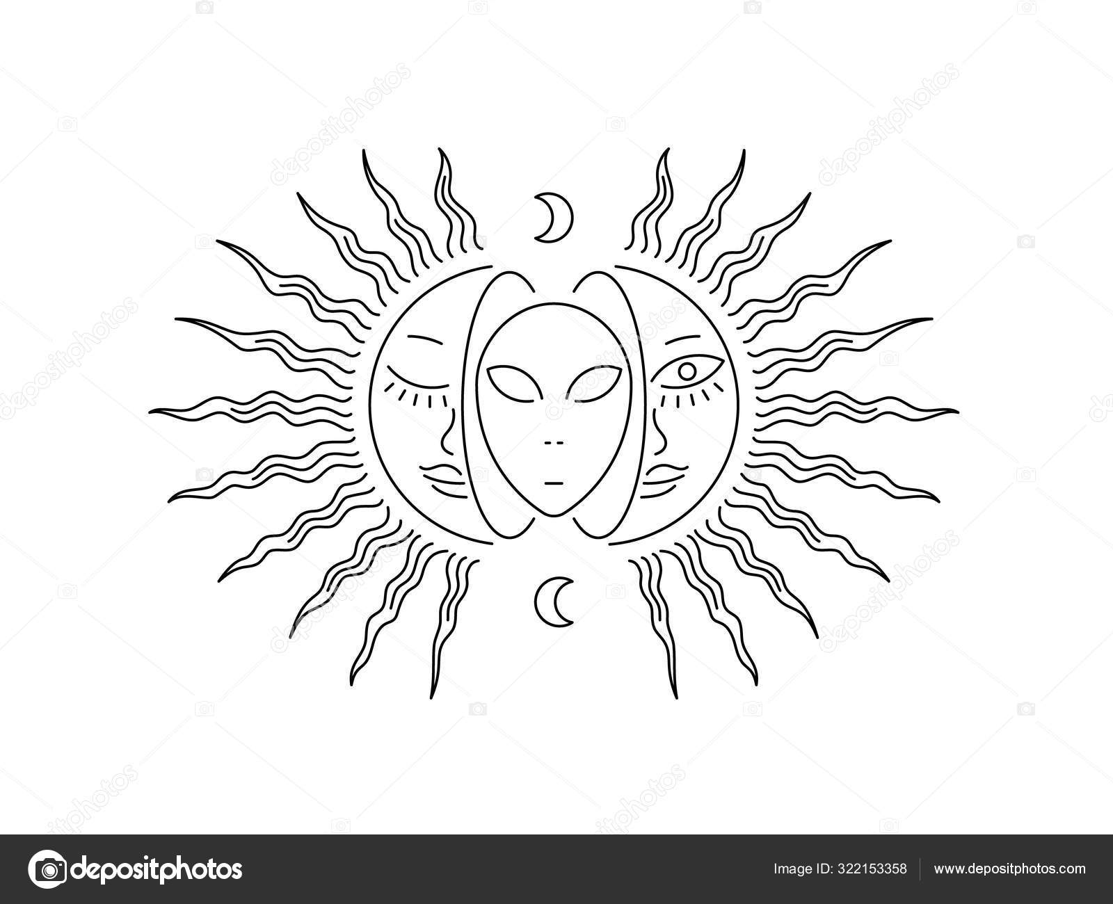 Black Alien Sun vector illustration on white background Stock Vector ...