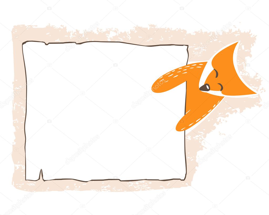 Fox holds frame in paws. Children's background. Stock Illustration by ...