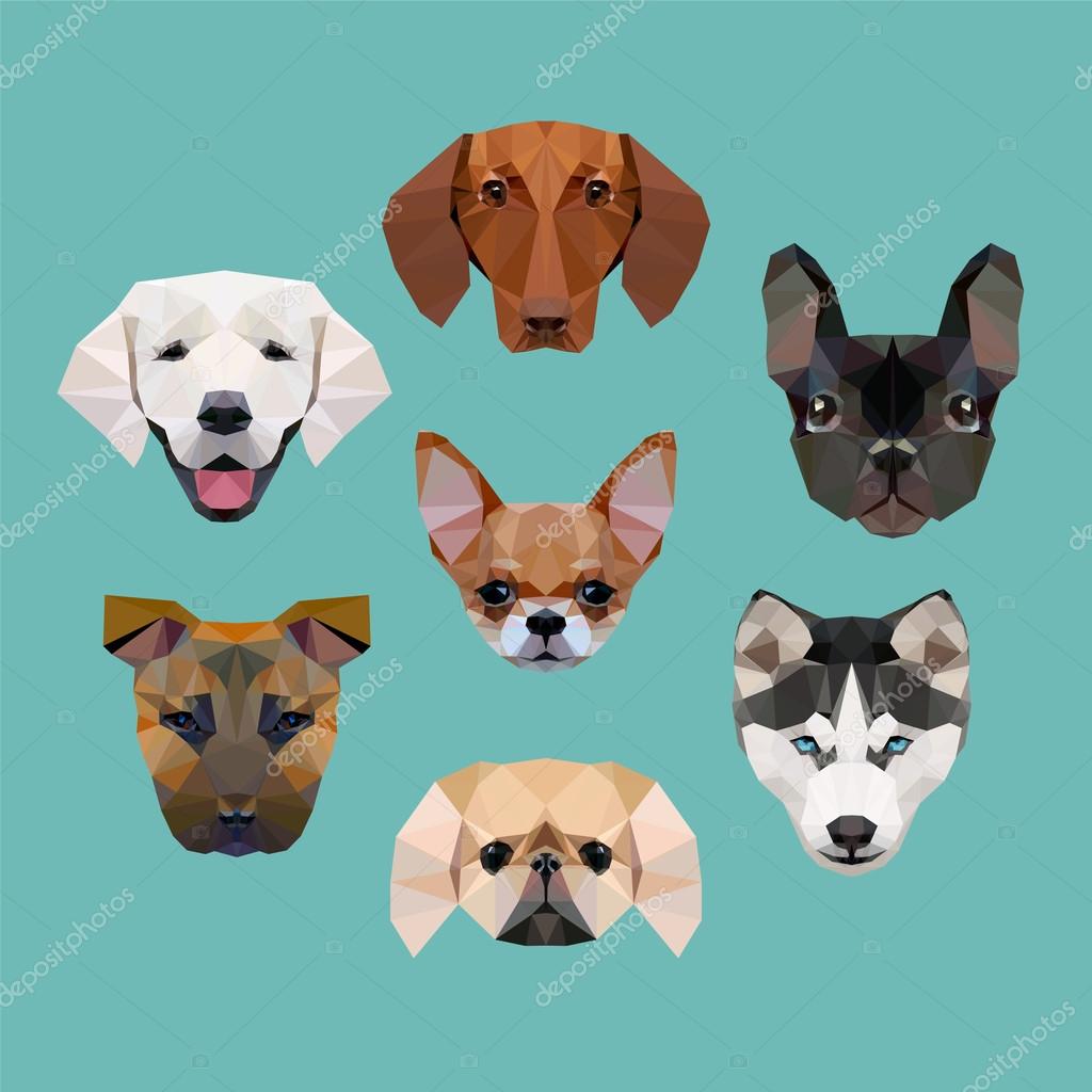 Polygonal dogs vector set Stock Illustration by ©Ukususha #127656854