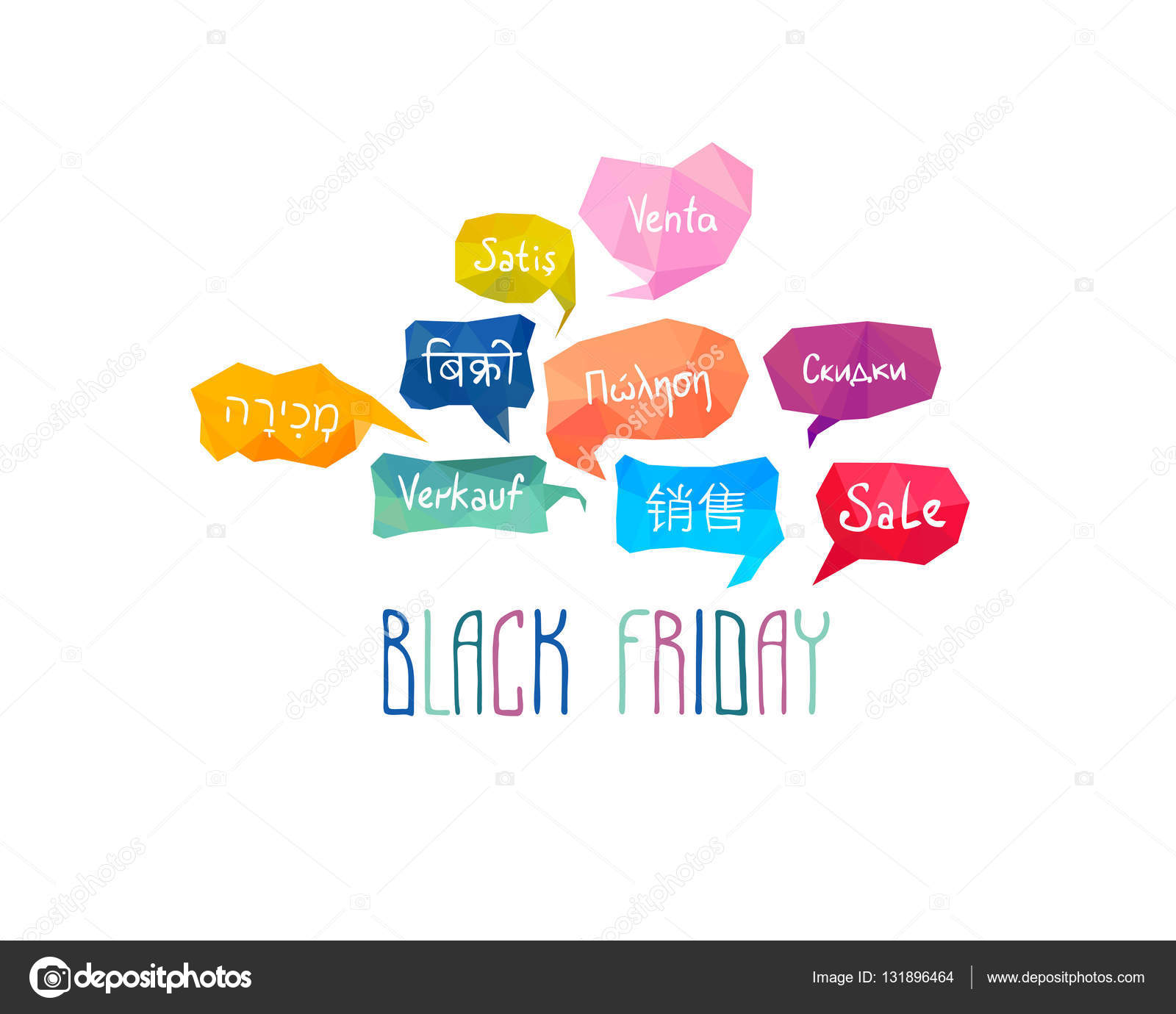 Black friday. Word "Sale" on different languages Stock Vector by ...