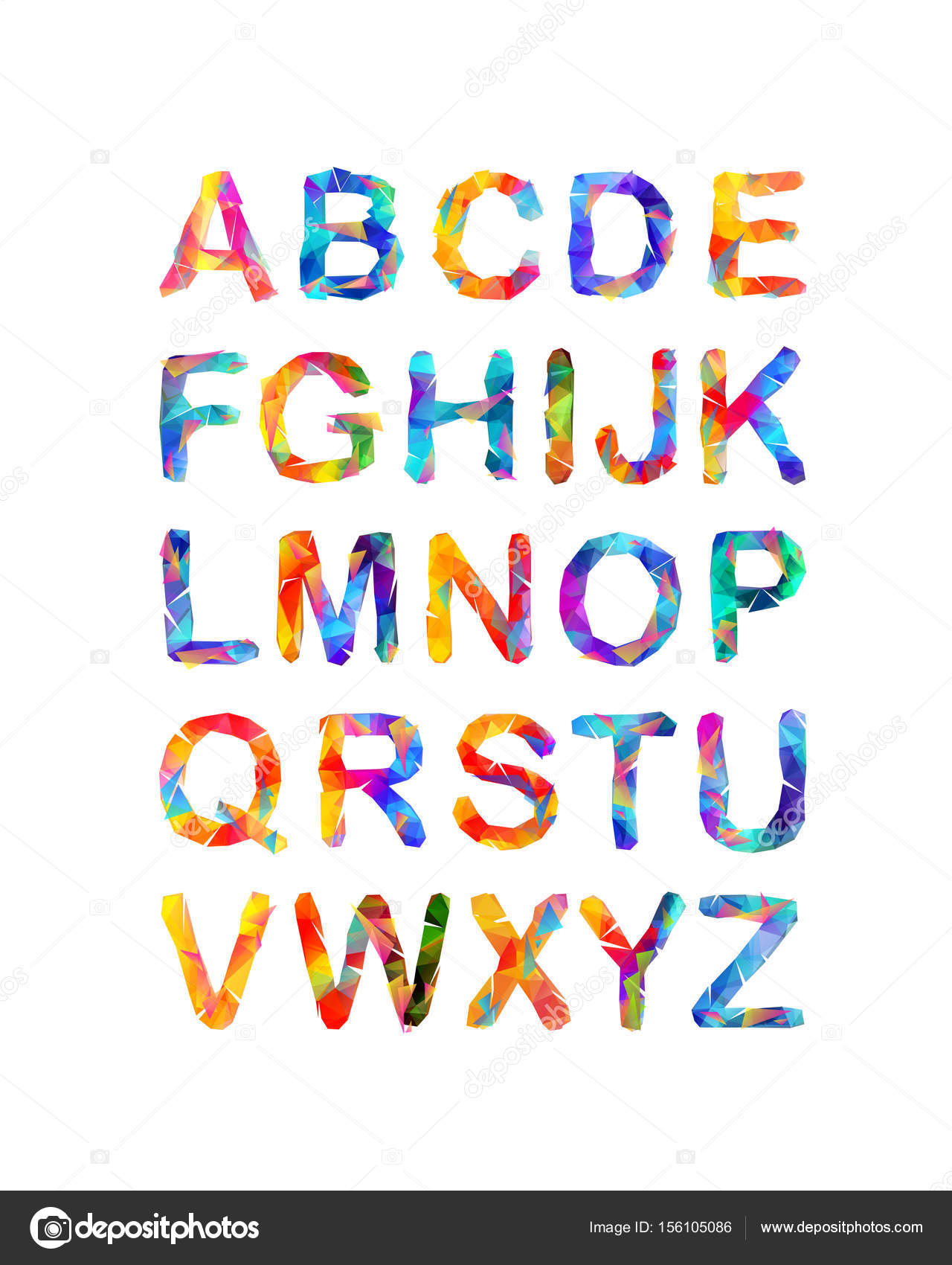 Alfabeto vetorial triangular. Letras multicoloridas Vetor de ©Ukususha ...