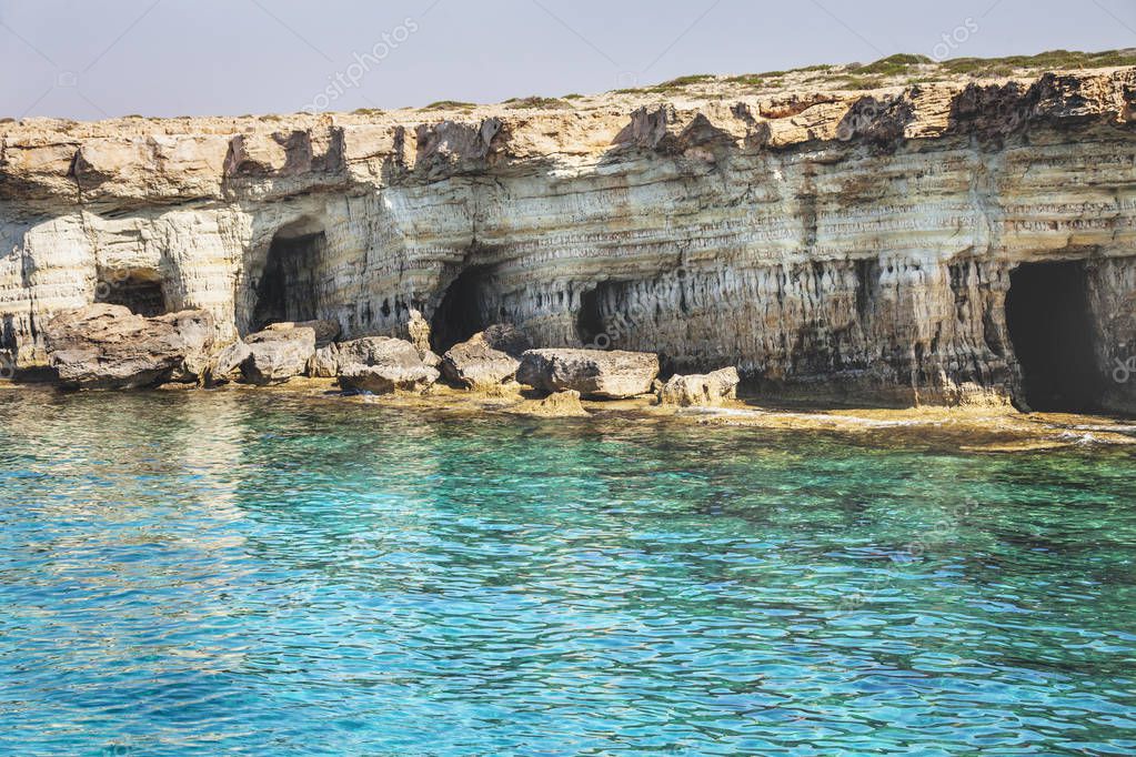 Ayia Napa, Cyprus. Sea caves of Cavo Greco Cape. — Stock Photo ...