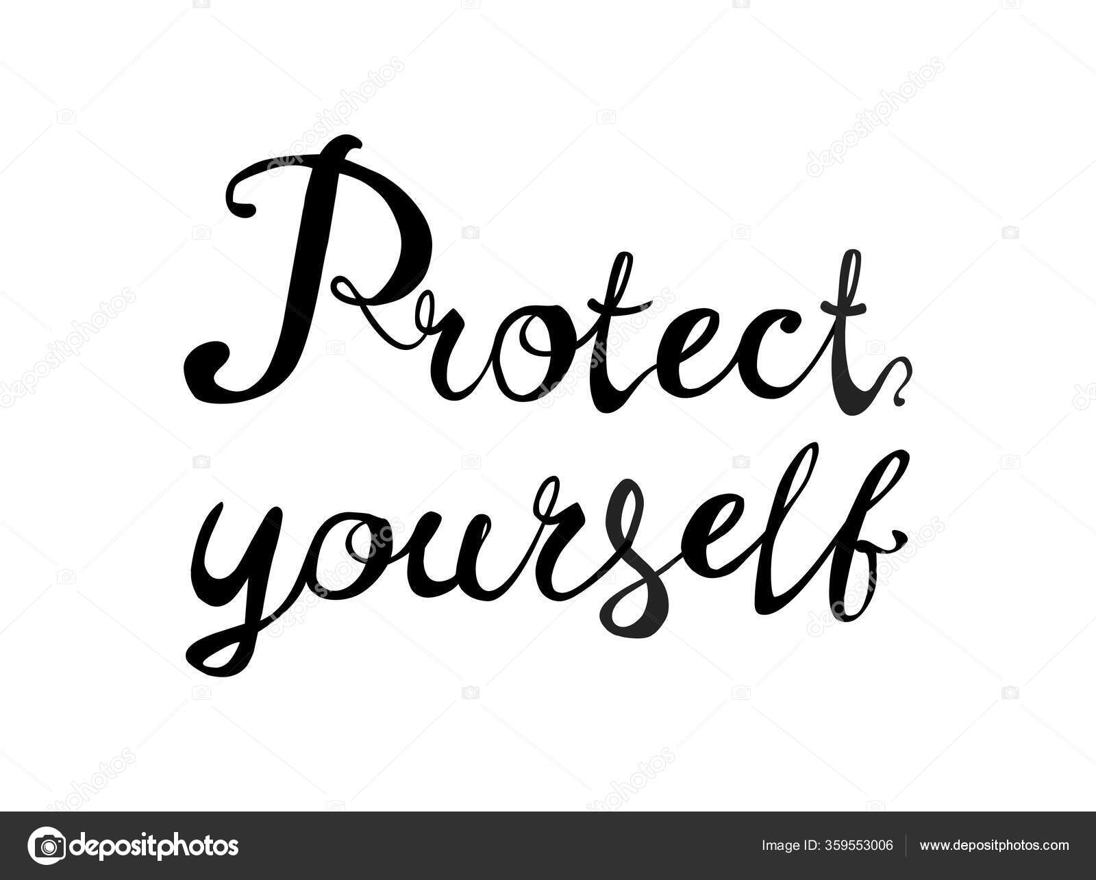 Protect Yourself Words Vector Calligraphic Letters Stock Vector Image ...