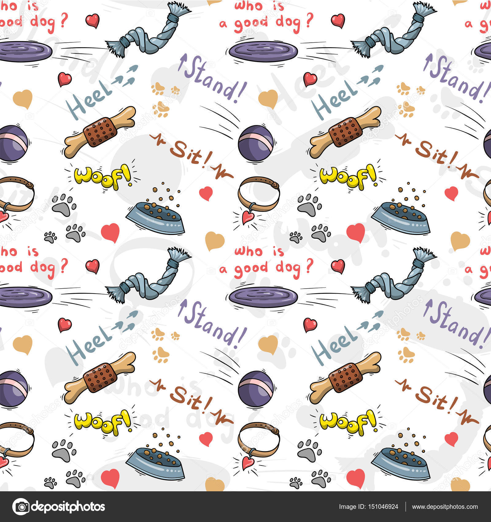 Cartoon endless dog pattern. Pet seamless print. Puppies vector ...