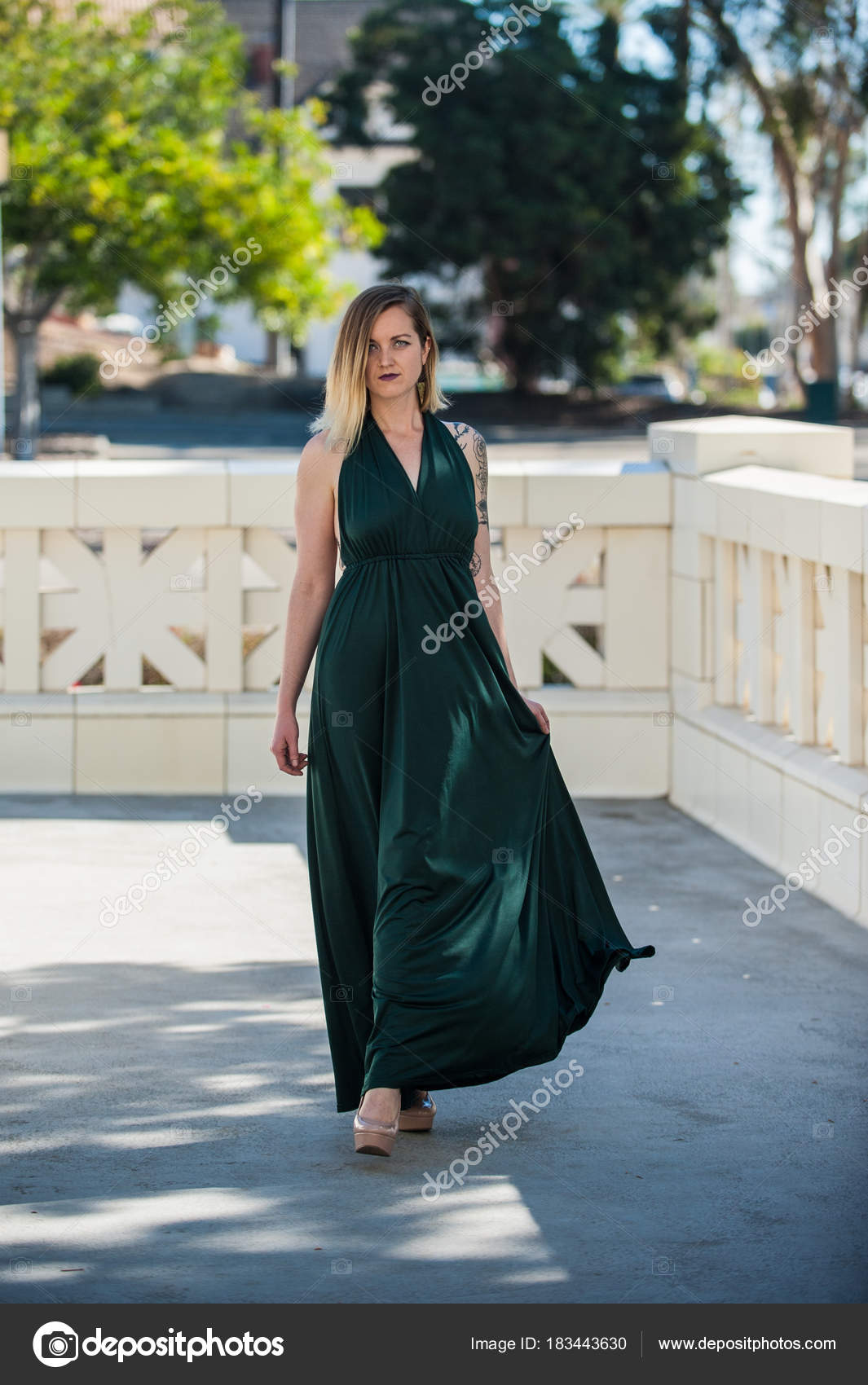 Alternative Blond Model Walking Poise Confidence Concrete Runway ...