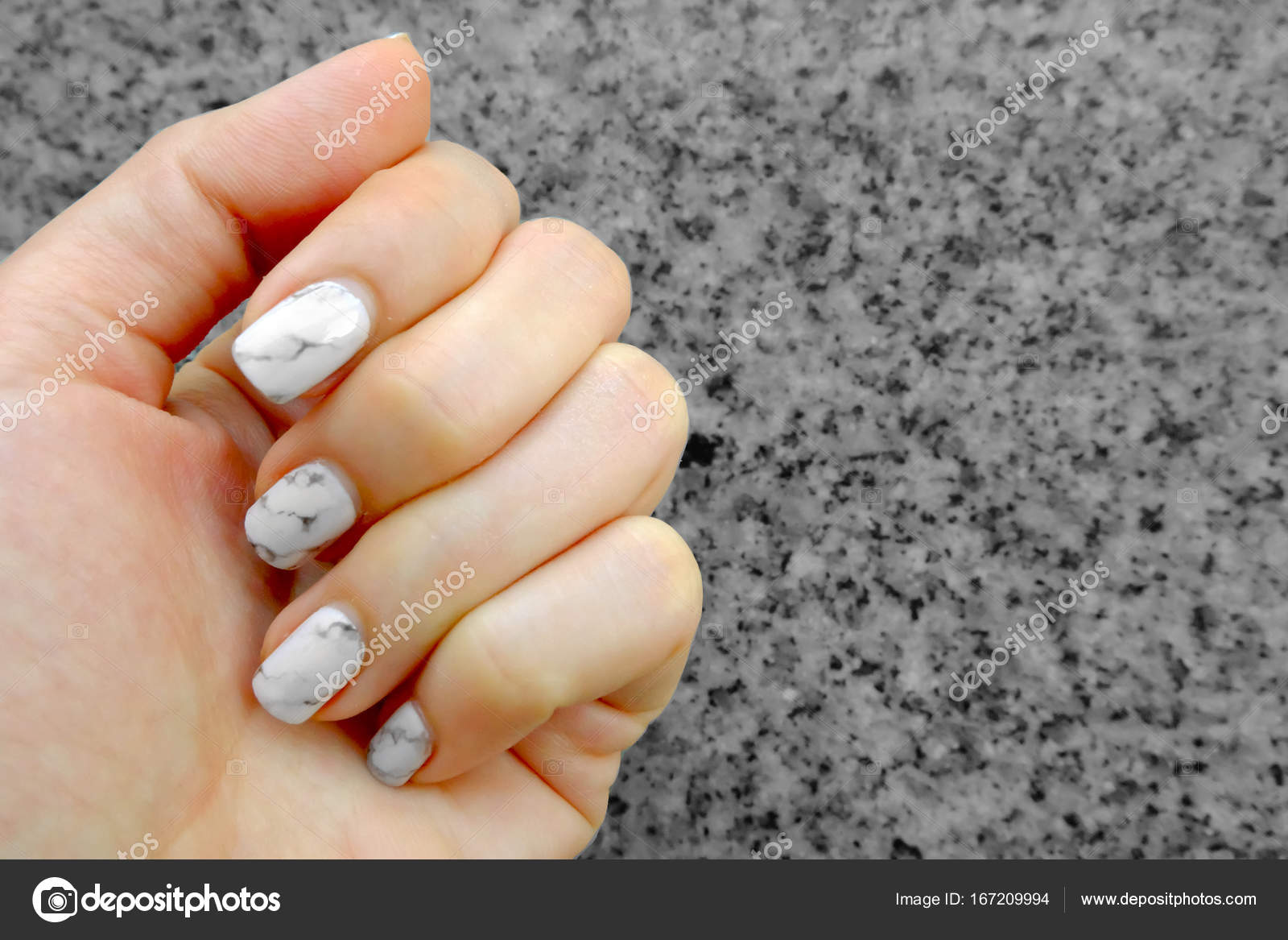 Hand and Nail Polish, Manicure Nail. Close Up Granite Gray Nails on ...