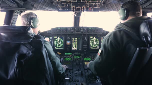 Military carrier airplane cockpit and pilots — Stock Video © Belish ...
