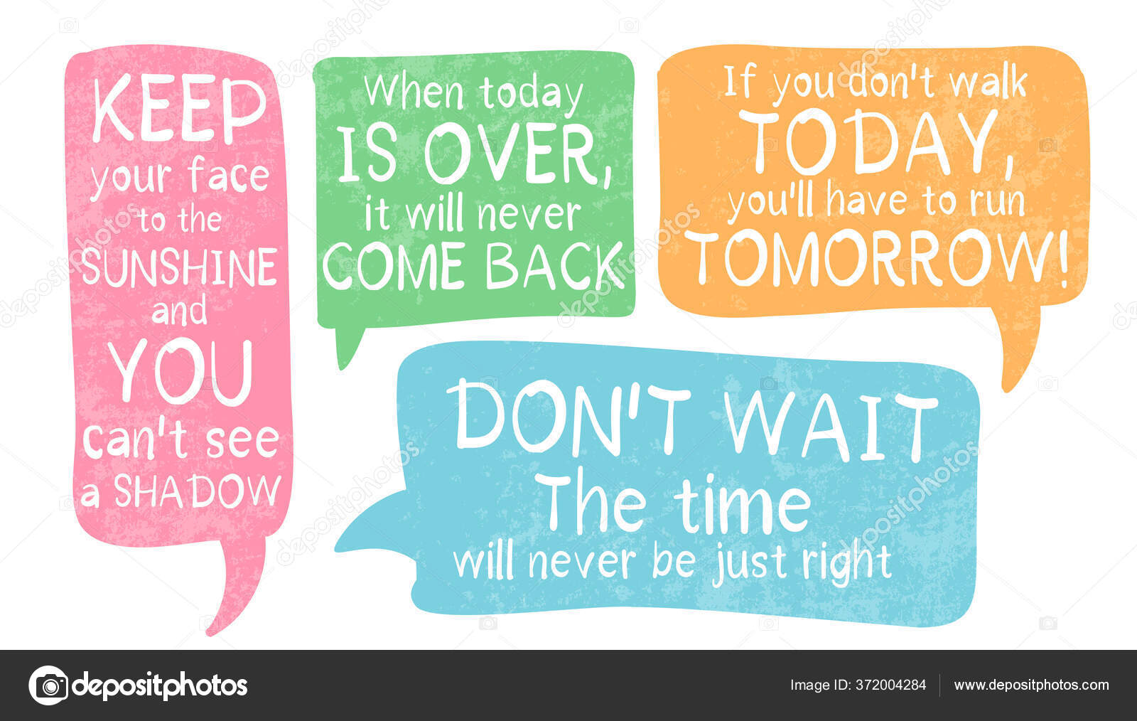 Colorful speech bubles with hand drawn motivational phrases. Stock ...