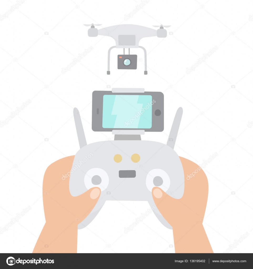 Aerial drone and drones controller. Stock Vector by ©kondratya 136195402
