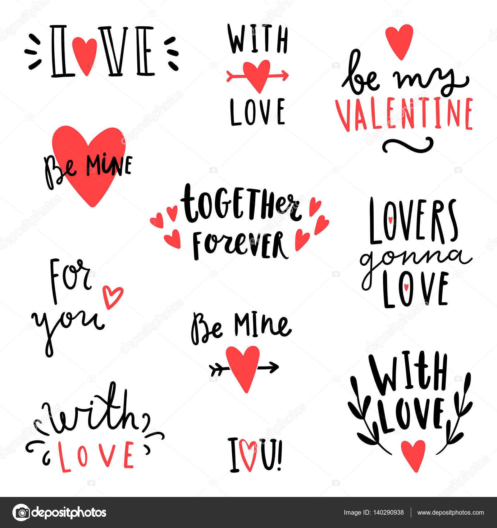 Set of romantic text signs. — Stock Vector © kondratya #140290938