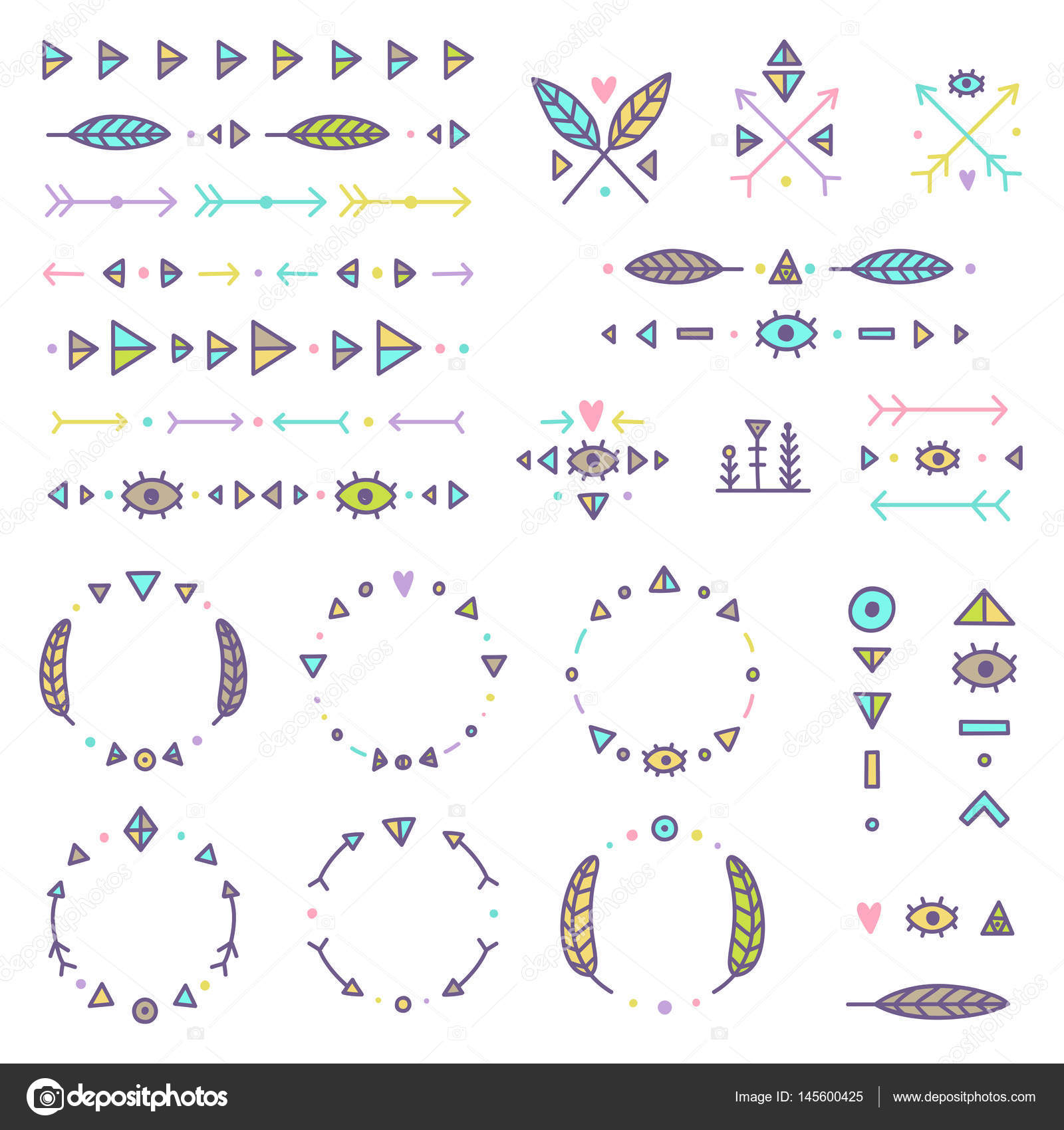 Set of tribal elements. Stock Vector by ©kondratya 145600425