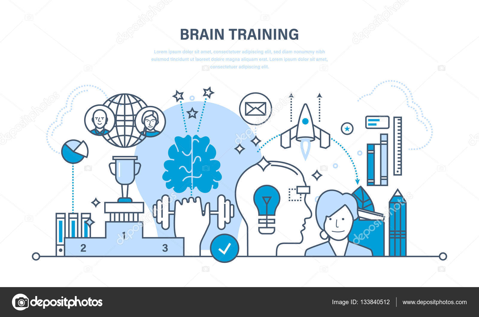 Brain training, brainstorming, creative thinking, modern education ...