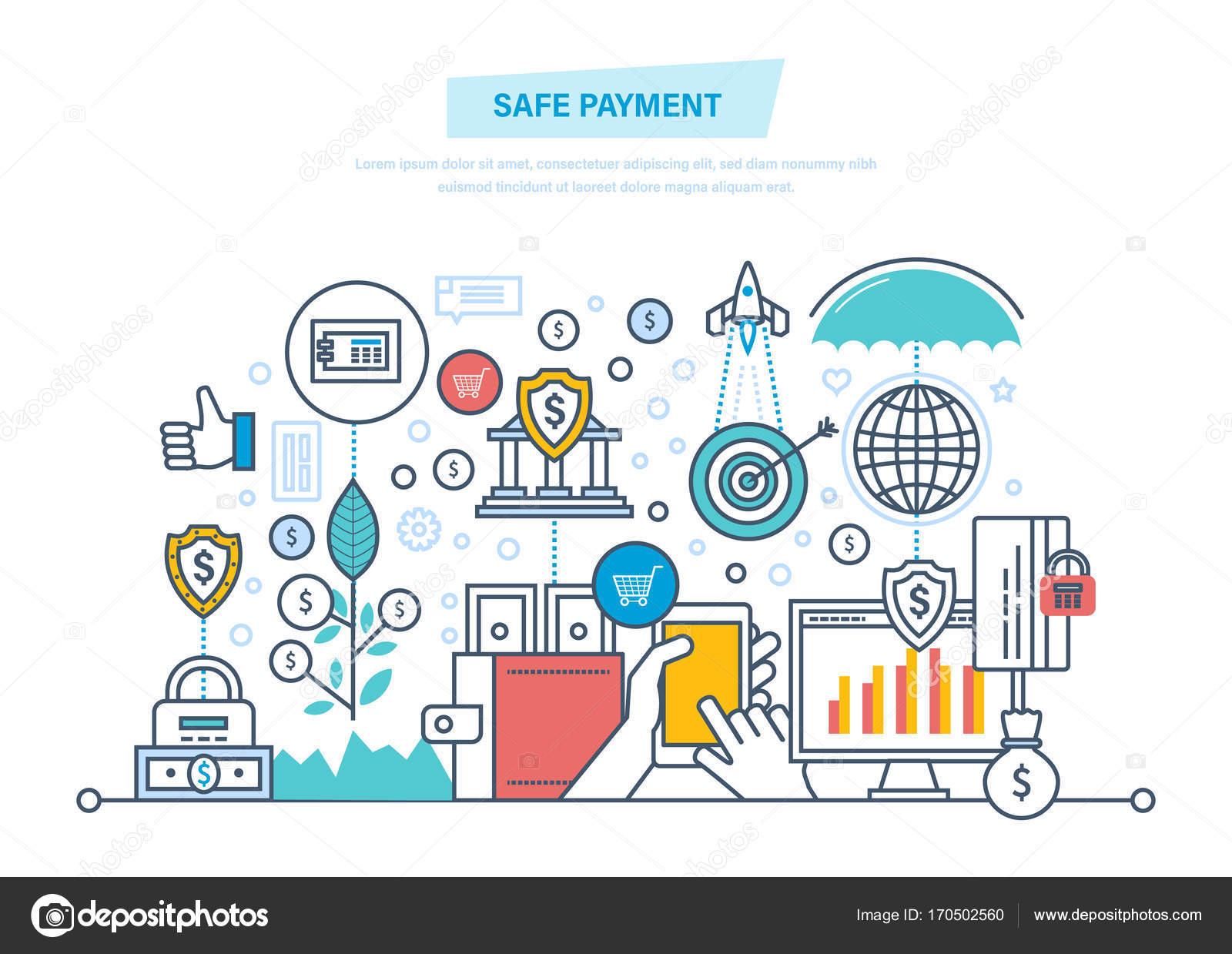 Safe payment. Protection of data, operations, finance, investments ...