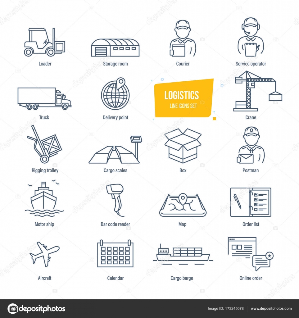 Logistics line icons set. Delivery, logistics. Packing, shipping ...