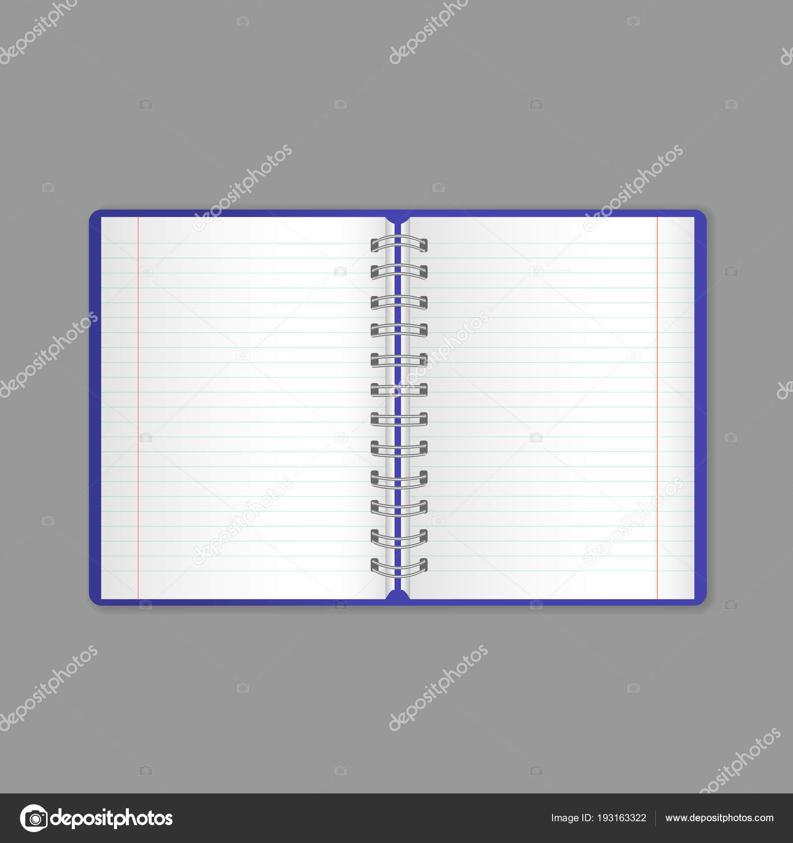 Modelo, layout, belo notebook aberto realista, organizador, bloco de ...