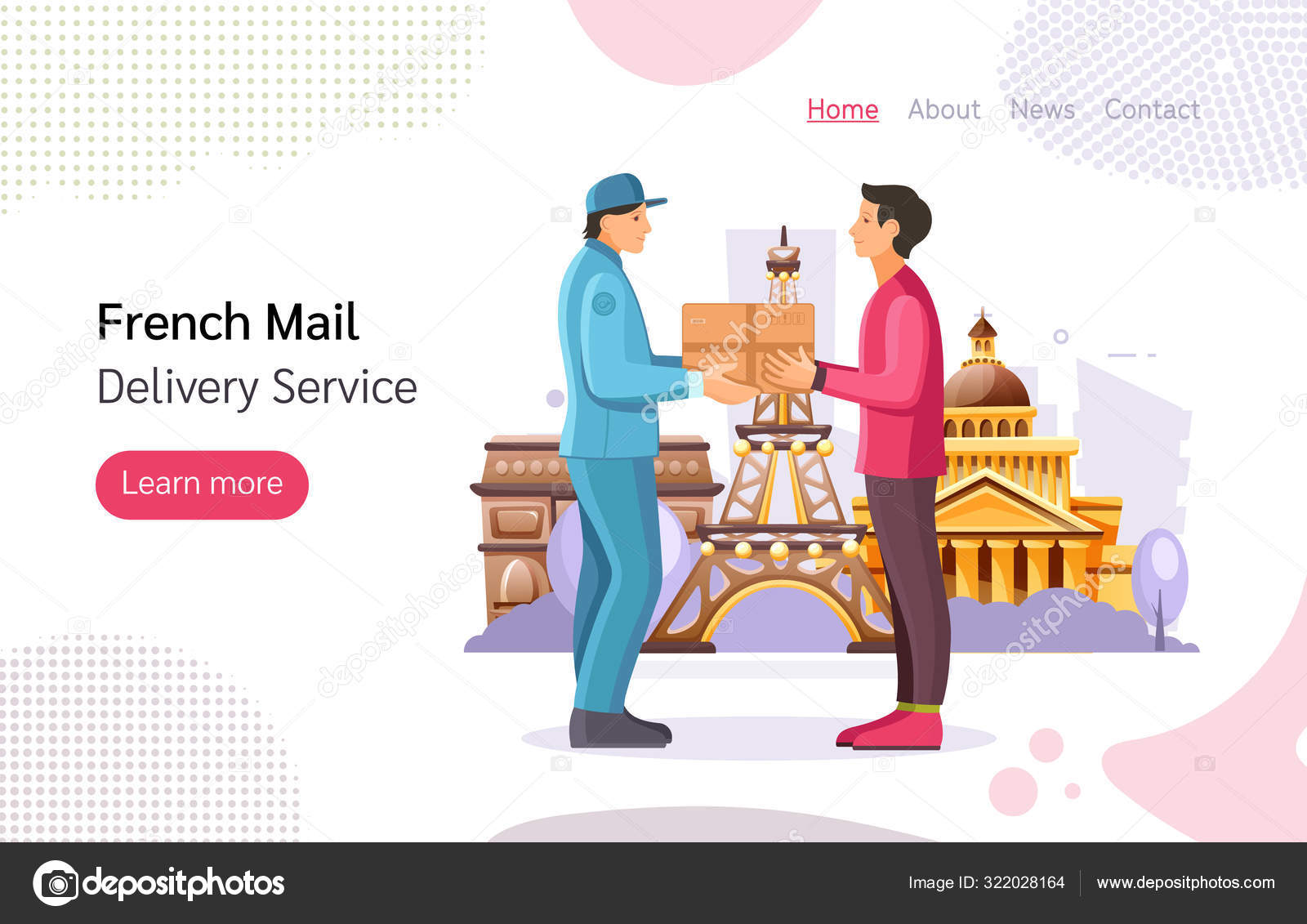 French postman work courier hands a package to a person Stock Vector ...